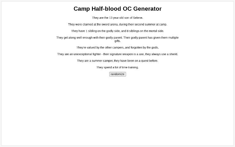 Camp Half-blood OC Generator