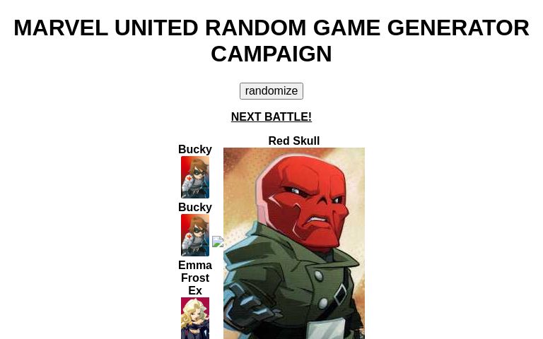 MARVEL UNITED RANDOM GAME GENERATOR CAMPAIGN