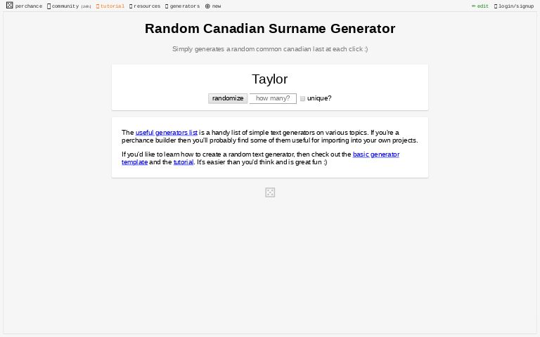 Random Canadian Surname Generator