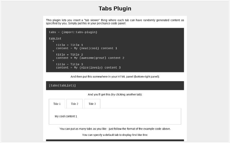 Tabs Plugin