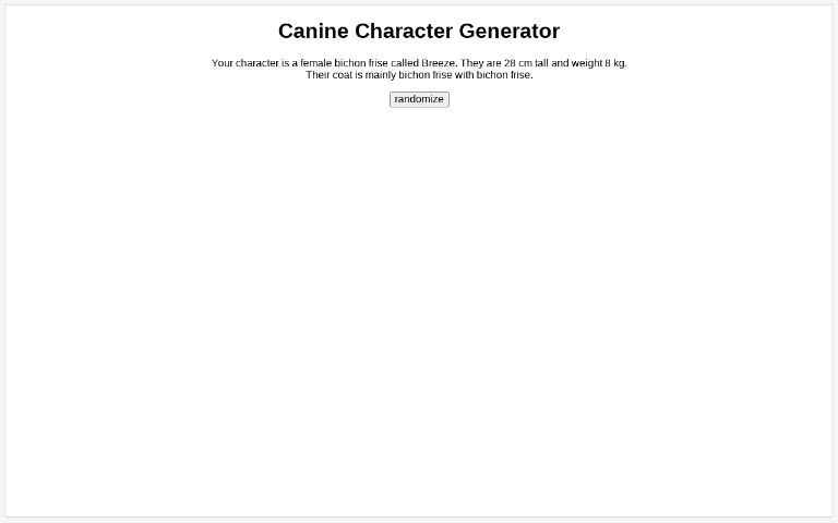 Canine Character Generator