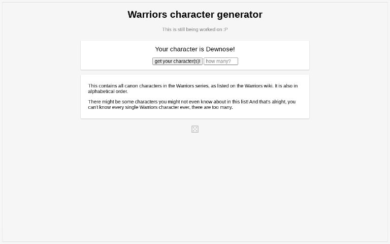 Warriors character generator