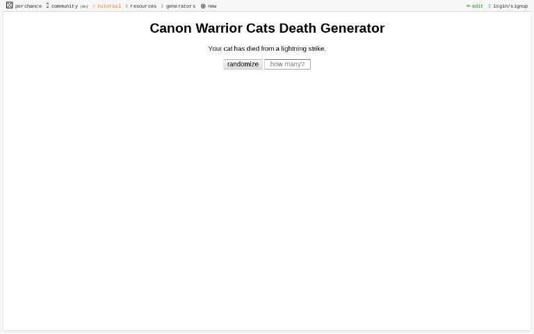 Canon Warrior Cats Death Generator