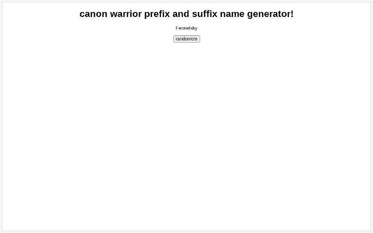 canon warrior prefix and suffix name generator!