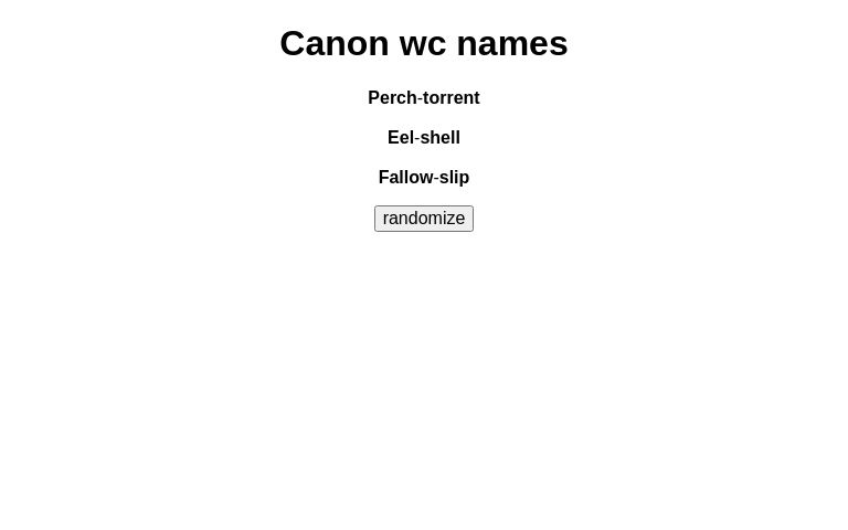 Canon wc names ― Perchance Generator