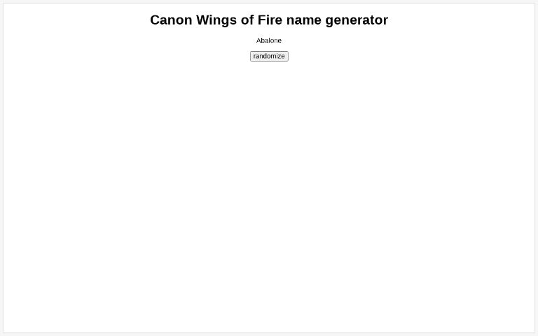 Canon Wings of Fire name generator