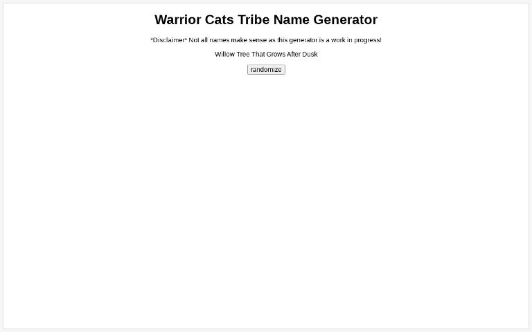 Warrior Cats Tribe Name Generator