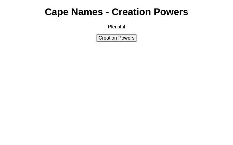 Cape Names - Creation Powers ― Perchance Generator