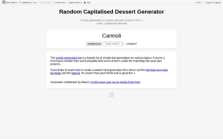 Random Capitalised Dessert Generator