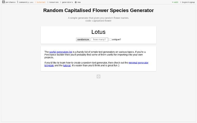 Random Capitalised Flower Species Generator