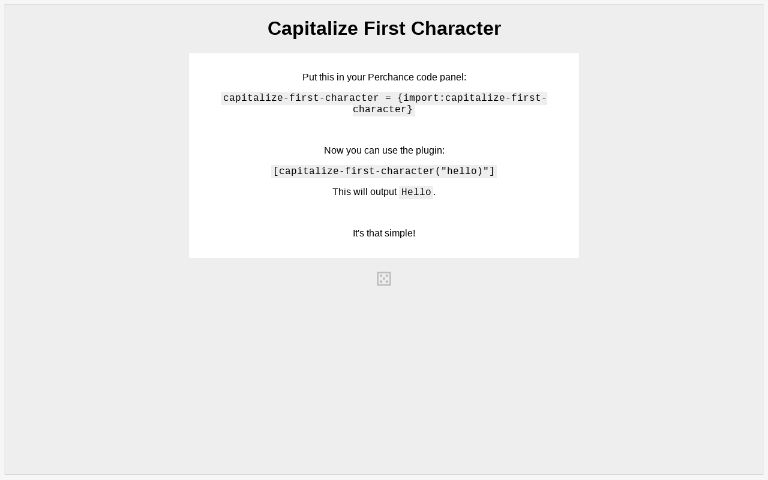 Capitalize First Character ― Perchance Generator