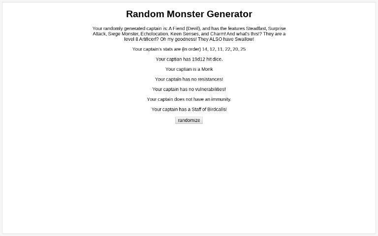 Random Monster Generator