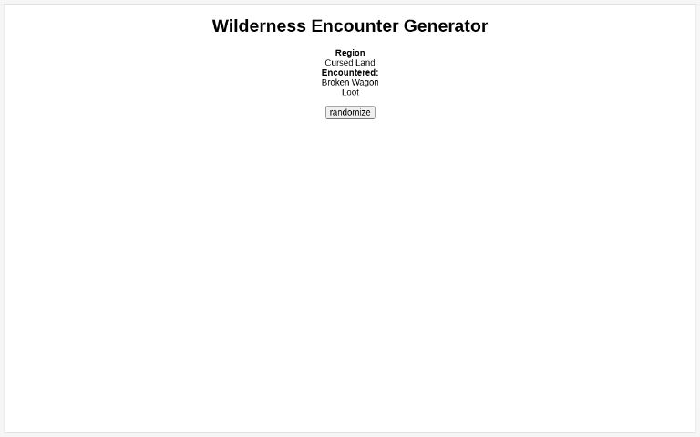 Wilderness Encounter Generator
