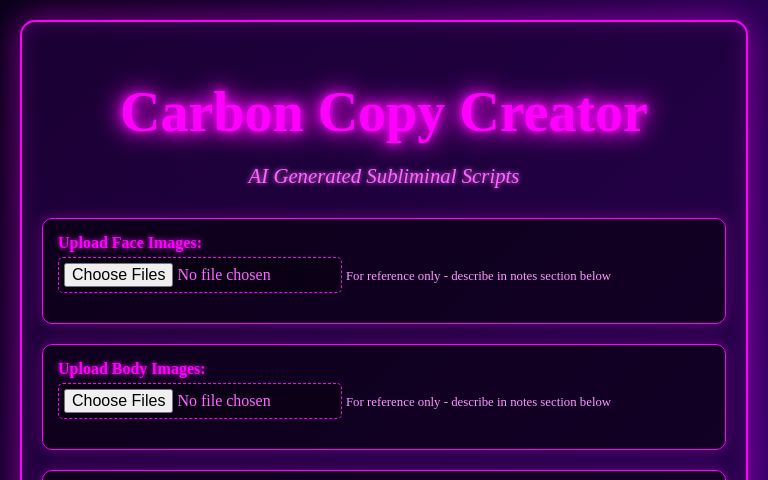 Carbon Copy Creator ― Perchance Generator