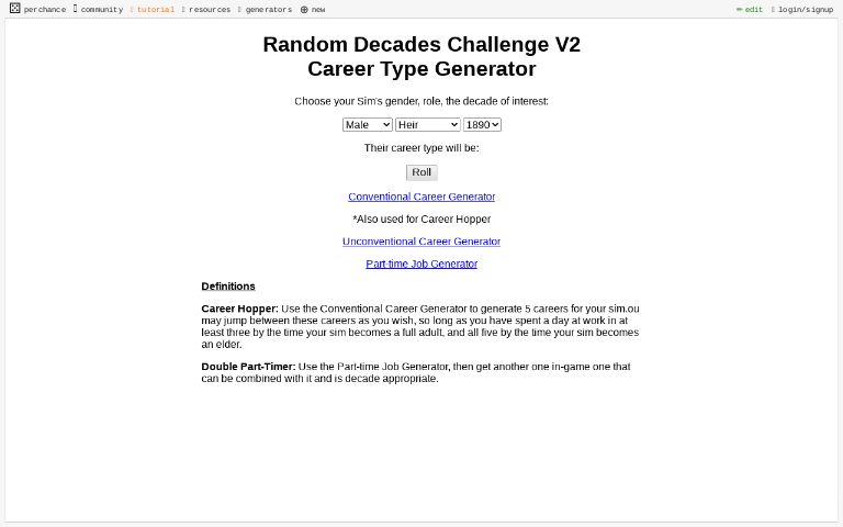 Random Decades Challenge V2 Career Type Generator