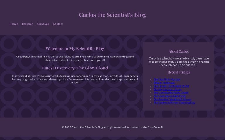 Carlos the Scientist's Blog ― Perchance Generator