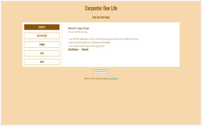 Carpenter Bee Life ― Perchance Generator