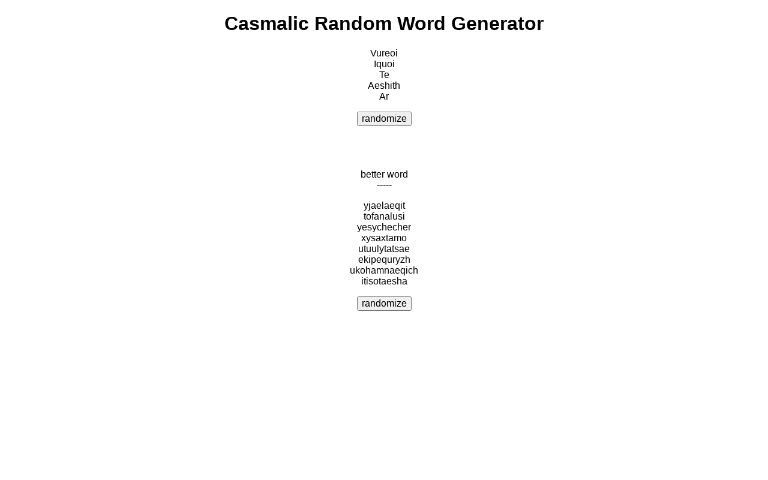 Casmalic Random Word Generator