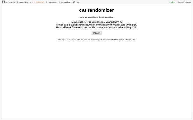 cat randomizer ― Perchance Generator