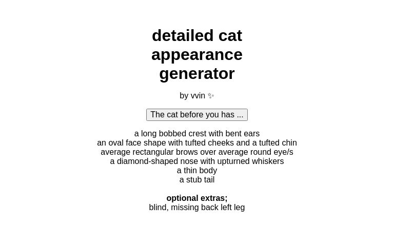 detailed cat appearance generator