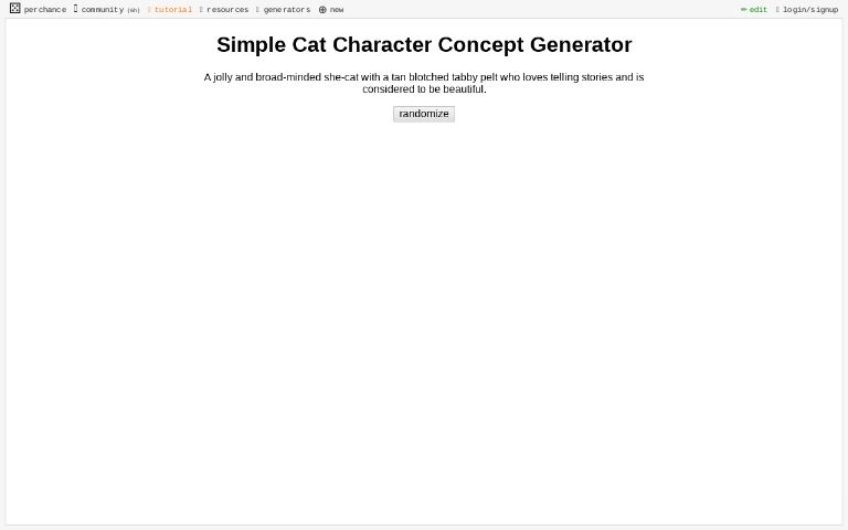 Simple Cat Character Concept Generator
