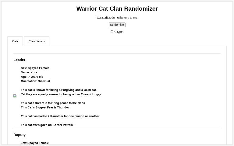 Cat Clan ― Perchance Generator