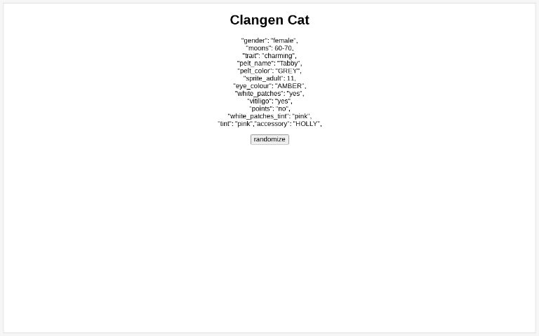Clangen Cat ― Perchance Generator