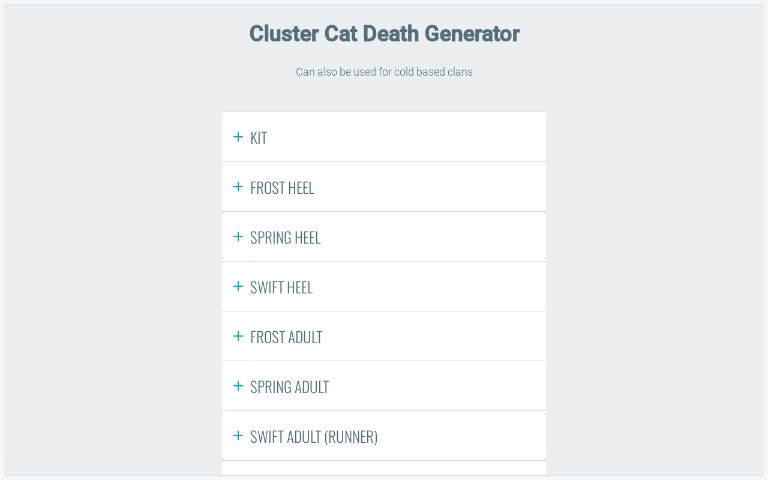 Cluster Cat Death Generator