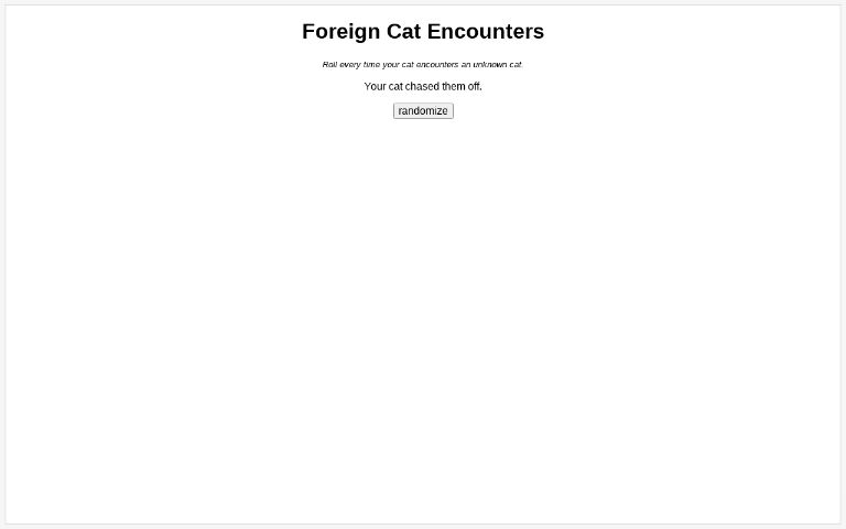 Foreign Cat Encounters ― Perchance Generator