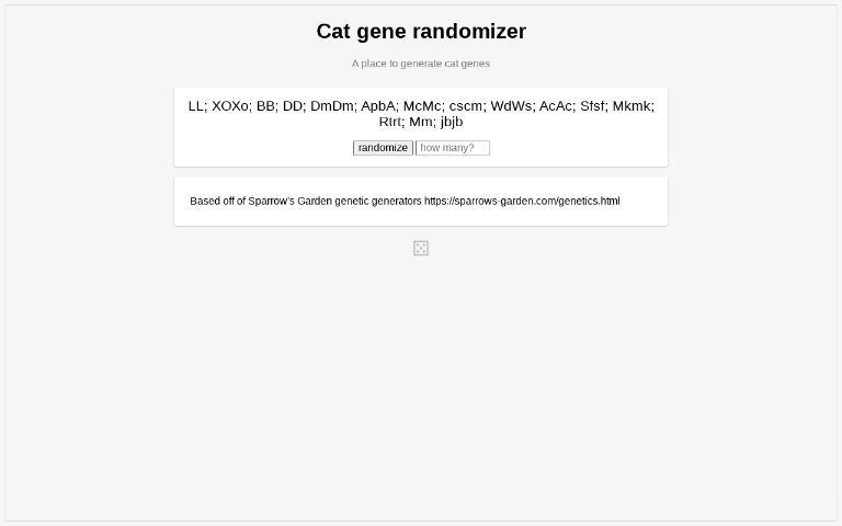 Cat gene randomizer ― Perchance Generator