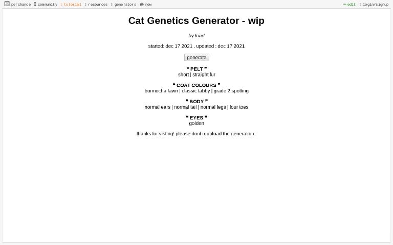 Cat Genetics Generator - wip