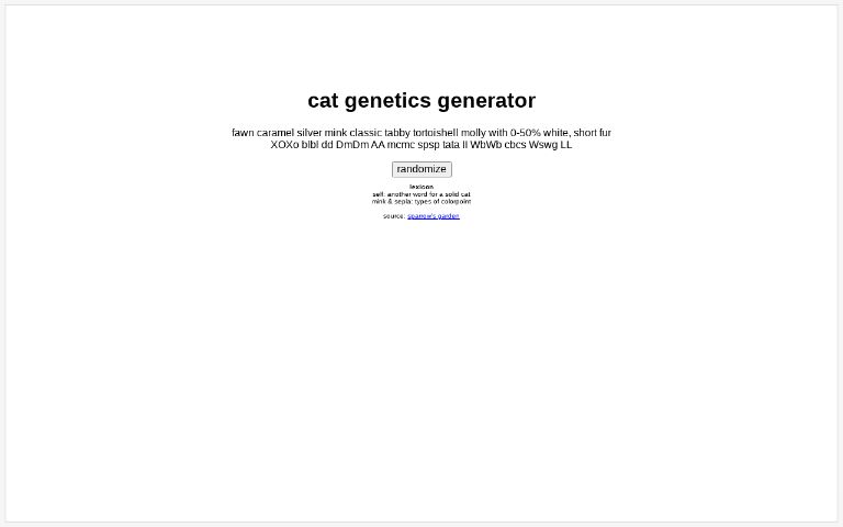 cat genetics generator