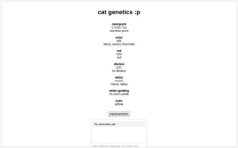 cat genetics :p ― Perchance Generator