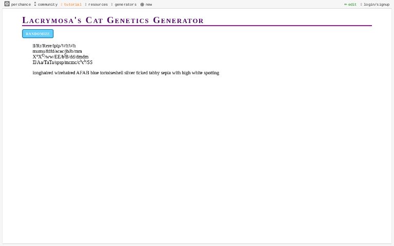 Lacrymosa's Cat Genetics Generator