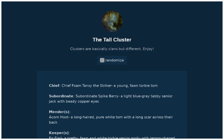 The Poppy Cluster ― Perchance Generator