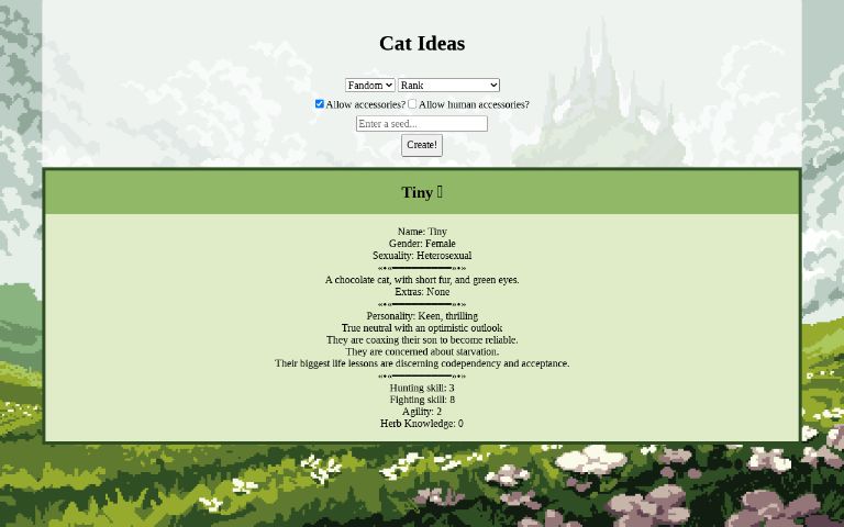 Cat Ideas ― Perchance Generator