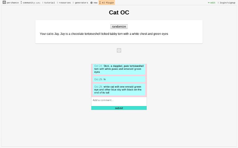 Cat OC ― Perchance Generator