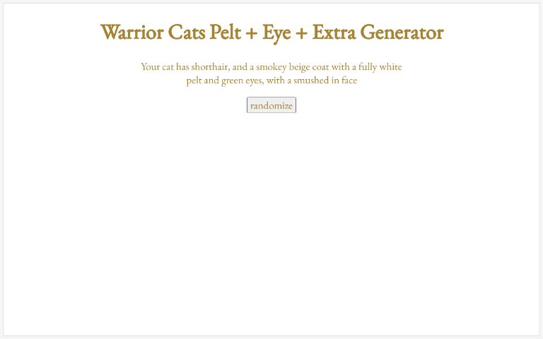 Warrior Cats Pelt + Eye + Extra Generator