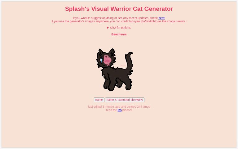 Splash's Visual Warrior Cat Generator