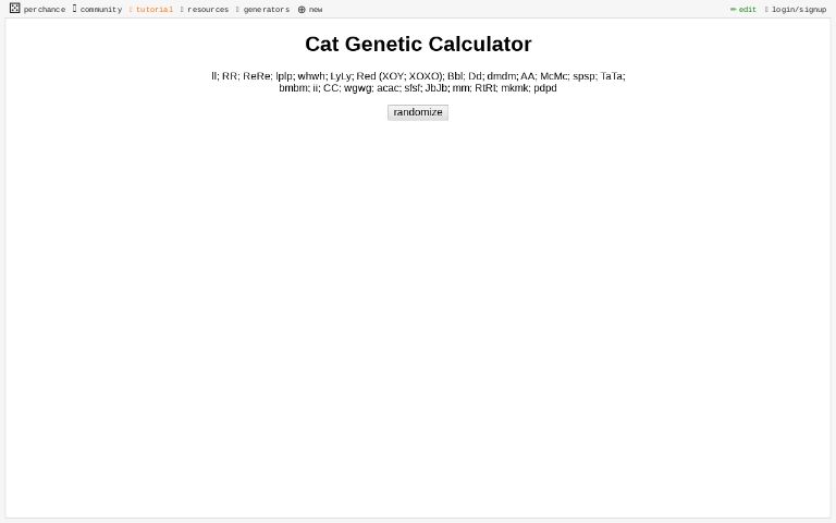 Cat Genetic Calculator ― Perchance Generator