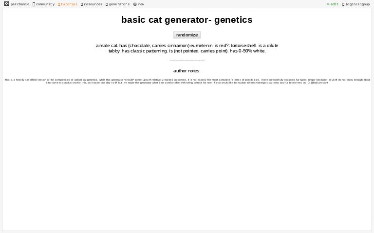 basic cat generator- genetics