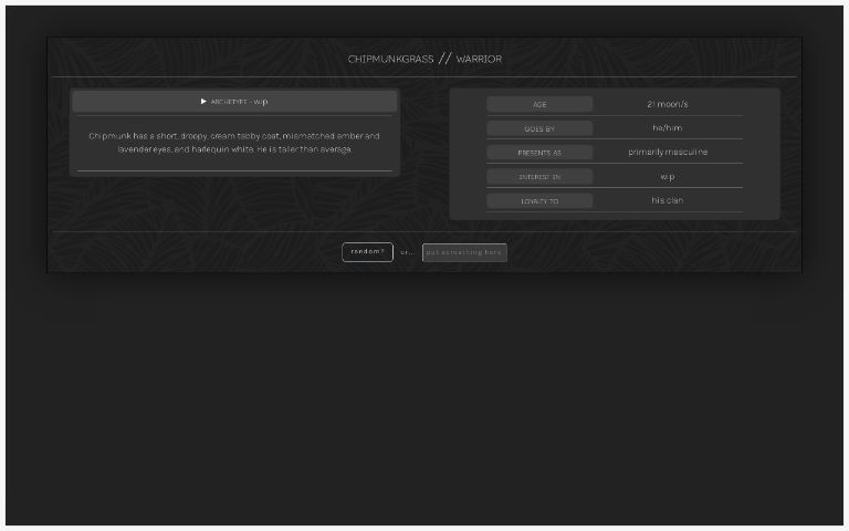 cat gen #493452 ― Perchance Generator