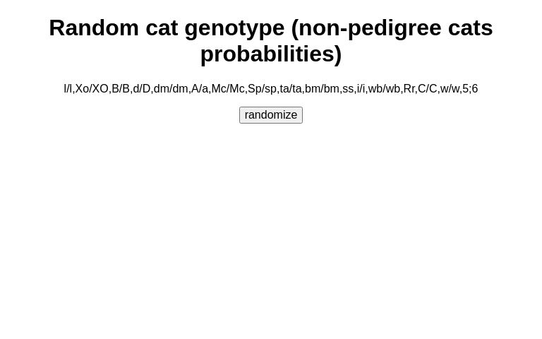 Random cat genotype (non-pedigree cats probabilities) ― Perchance Generator