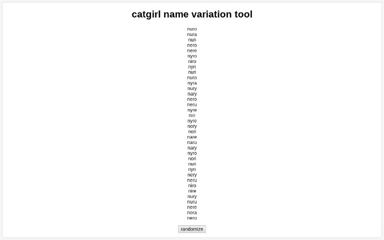 catgirl name variation tool ― Perchance Generator