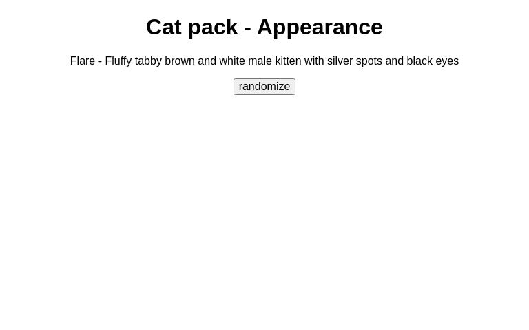 Cat pack - Appearance ― Perchance Generator