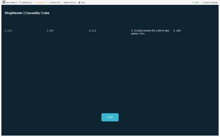 Slugblaster | Causality Cube ― Perchance Generator