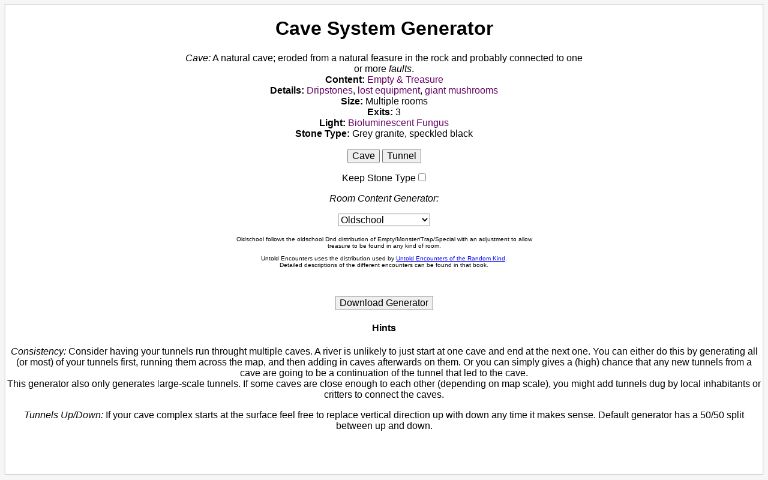 Cave System Generator