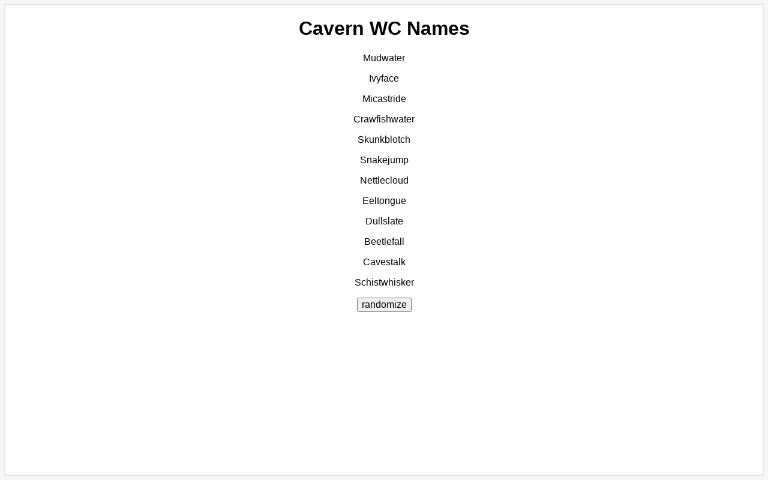 Cavern WC Names ― Perchance Generator