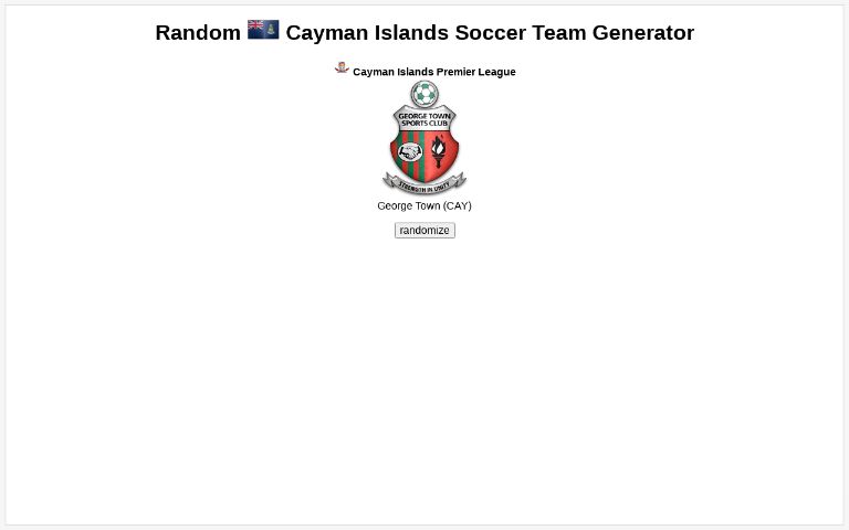 Random Cayman Islands Soccer Team Generator