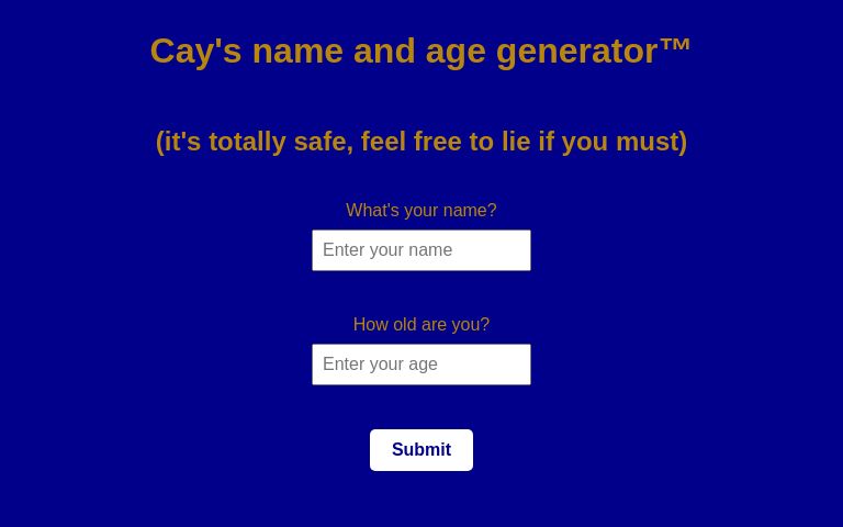 Cay's name and age generator™